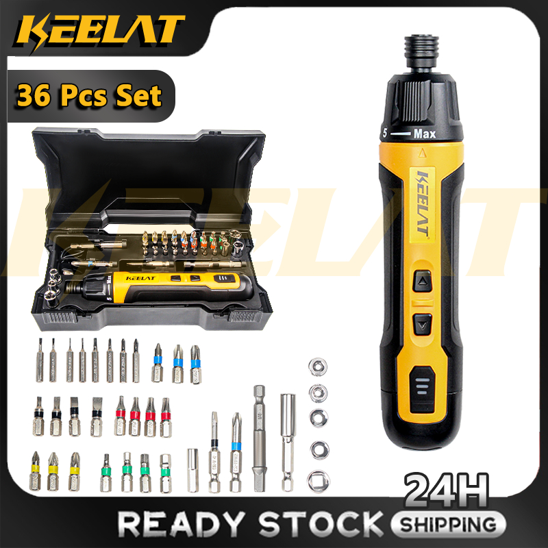 KEELAT Mini Cordless Screwdriver Set 36/42Pcs USB Charging Electric ...