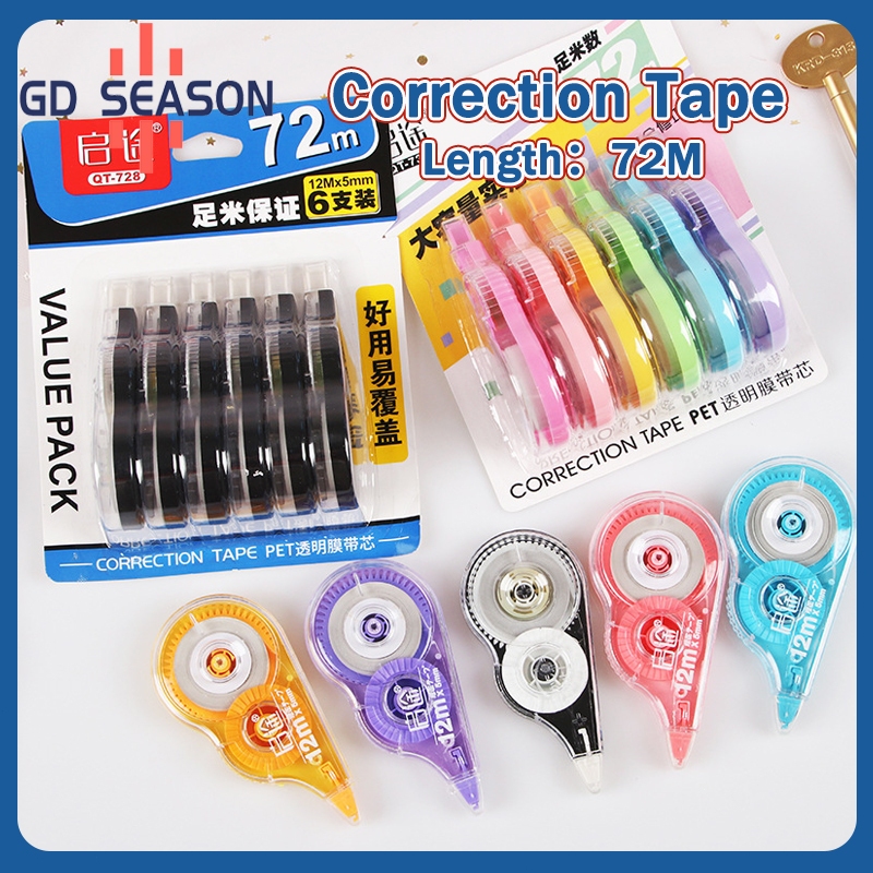6 In 1 Correction Tape 72M Correction Set School Supplies Office ...