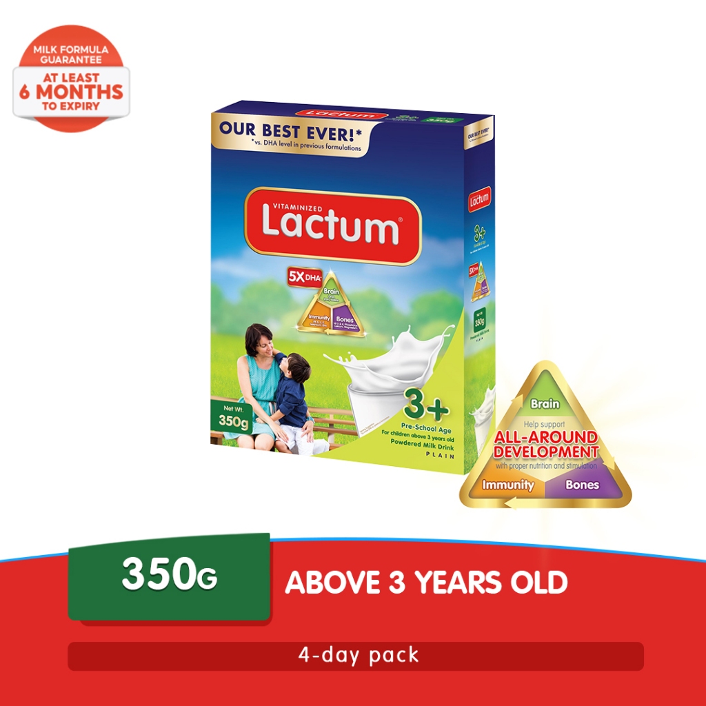 Lactum 3+ Plain Powdered Milk Drink for Children Above 3 Years Old 350g ...