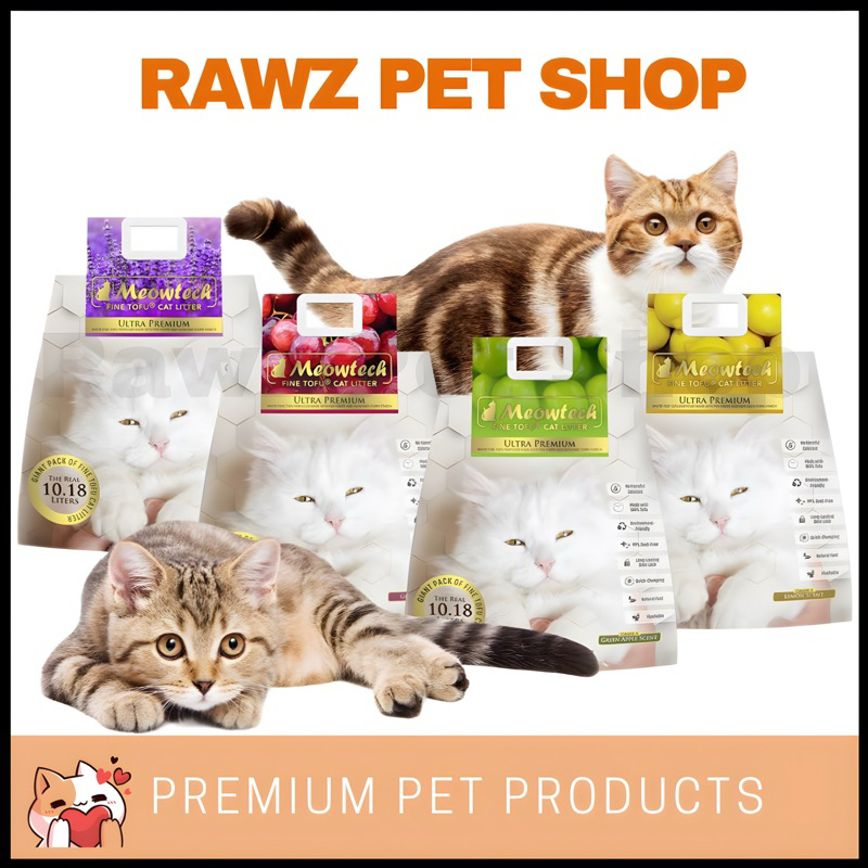 Meowtech Cat Litter fine tofu 10.18L ( Flushable / 99% Dust Free ) | Shopee Philippines