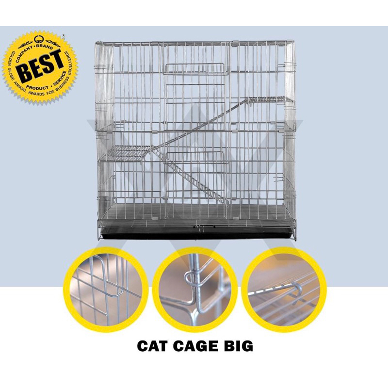 Heavy Duty Collapsible Cat Cage 2-Door Galvanized Pooptray Included ...