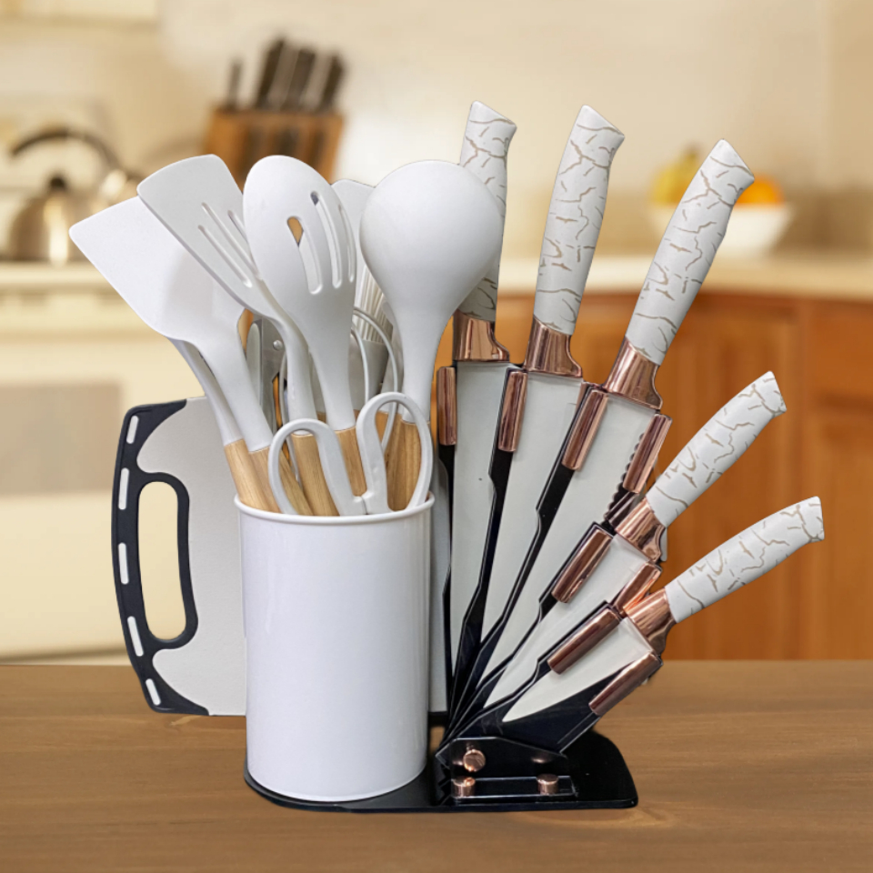 5Pcs/11Pcs/12Pcs /19pcs Set Wooden Handle Silicone Kitchen Utensils Set ...