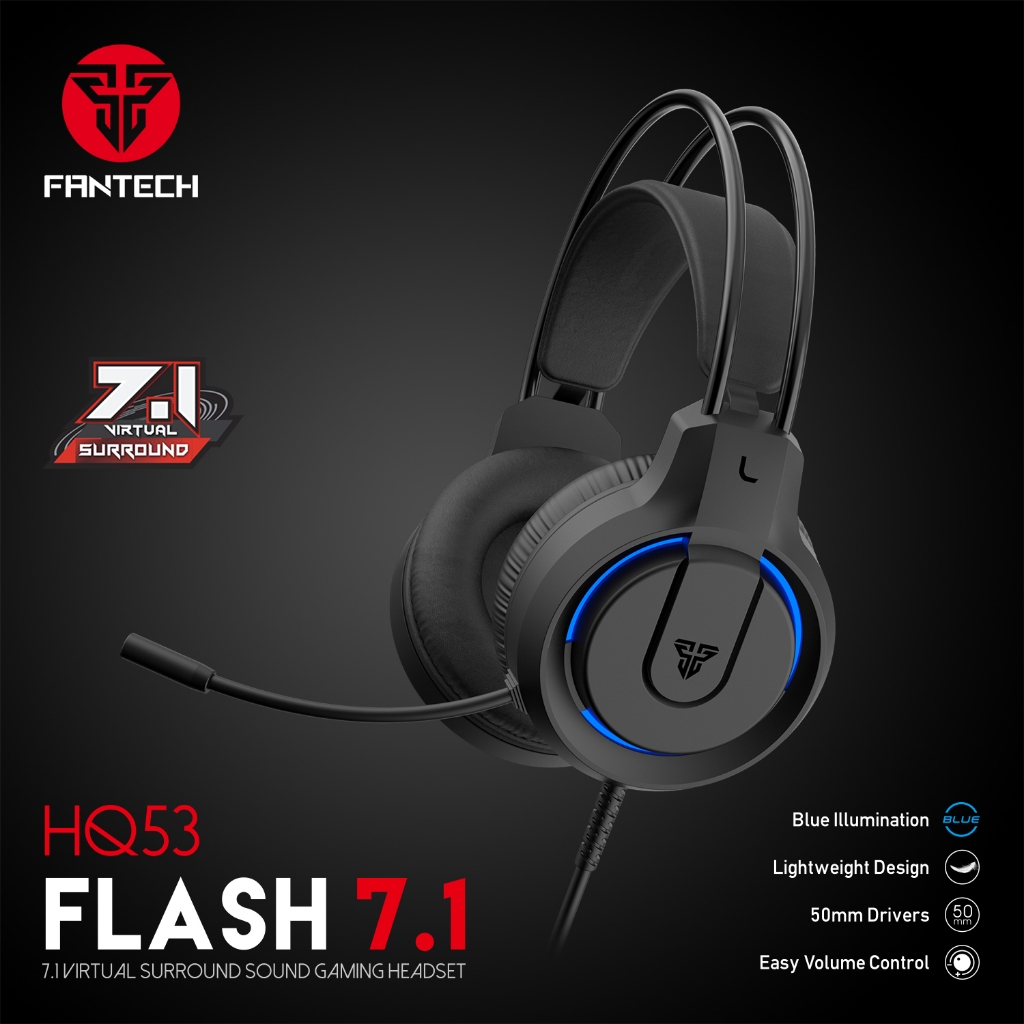 Fantech HQ53 Flash 7.1 Virtual Surround Sound Gaming Headset RGB ...