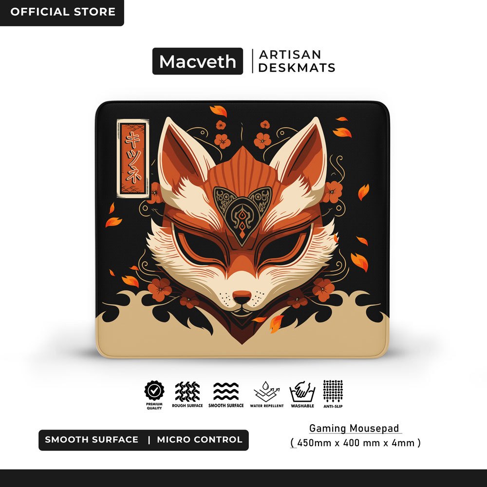 Macveth Artisan Deskmat | Kitsune Mousepad | 450x400x4mm Micro Control ...