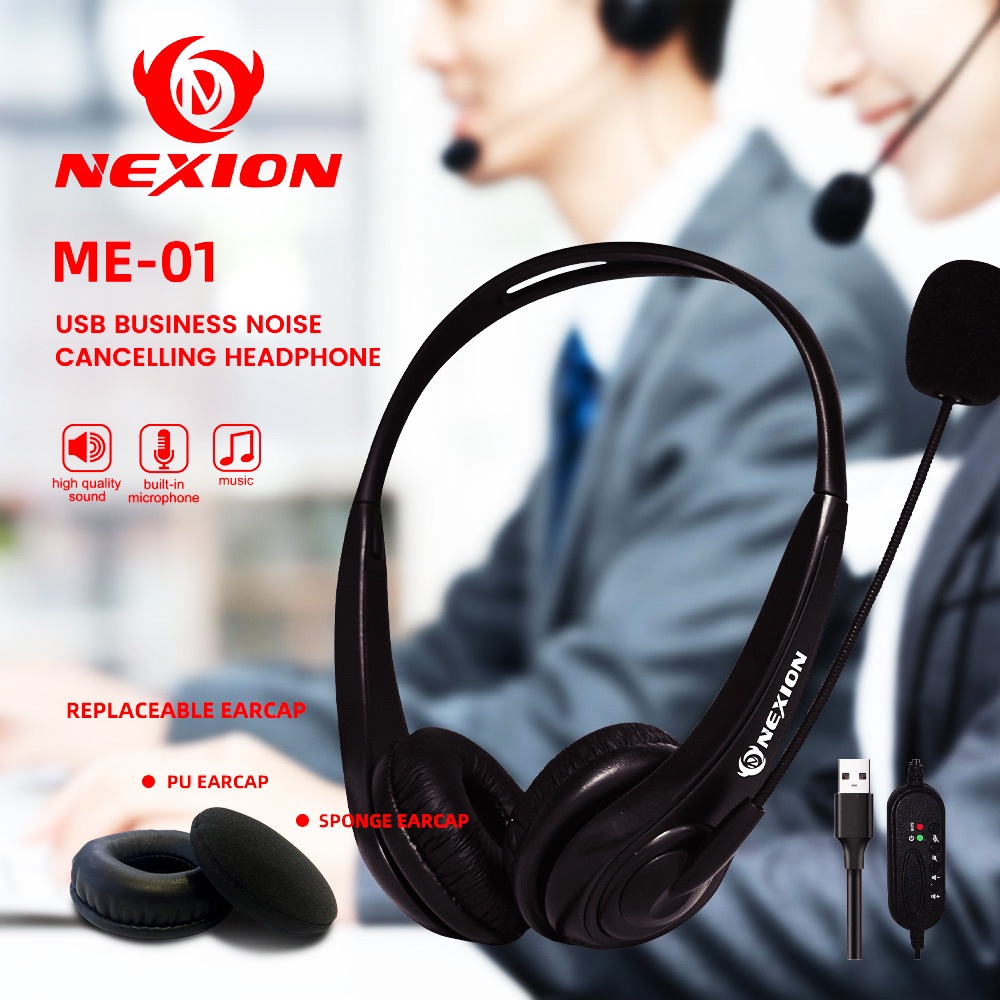 NEXION ME-01 Noise Cancelling Headphone USB 2.0 business office Stereo ...
