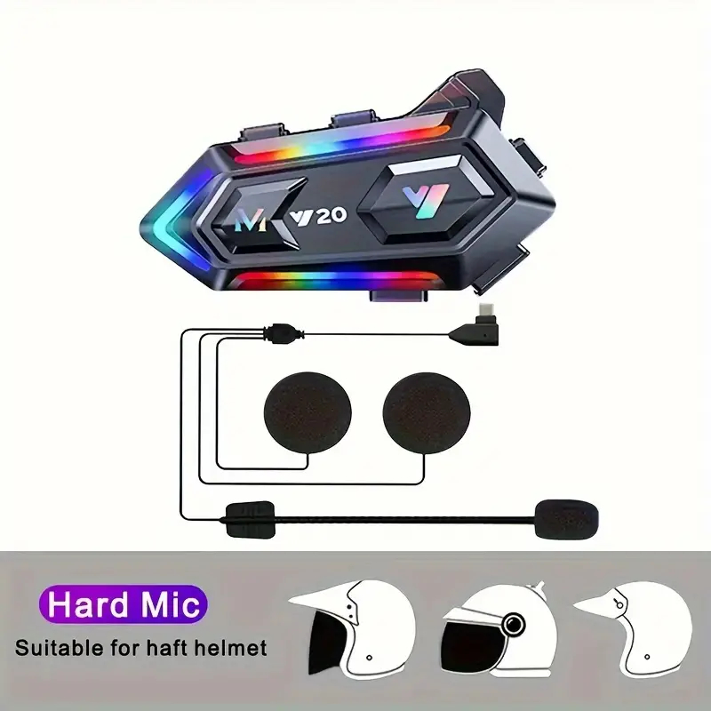 HVA Helmet Intercom for Motorcycle Headset Wireless Hands-Free Call ...
