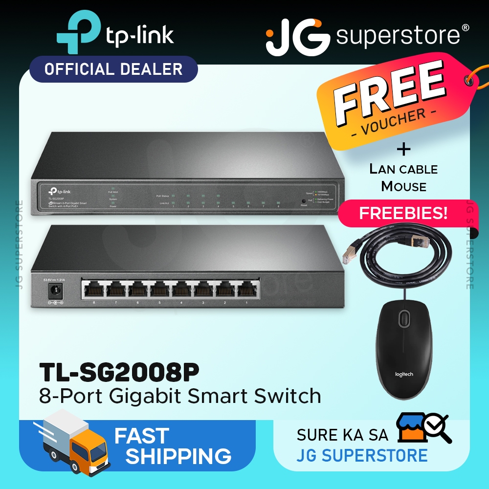 TP-Link TL-SG2008P 8-Port Gigabit Smart Switch, 4-Port PoE+ 62W PoE ...