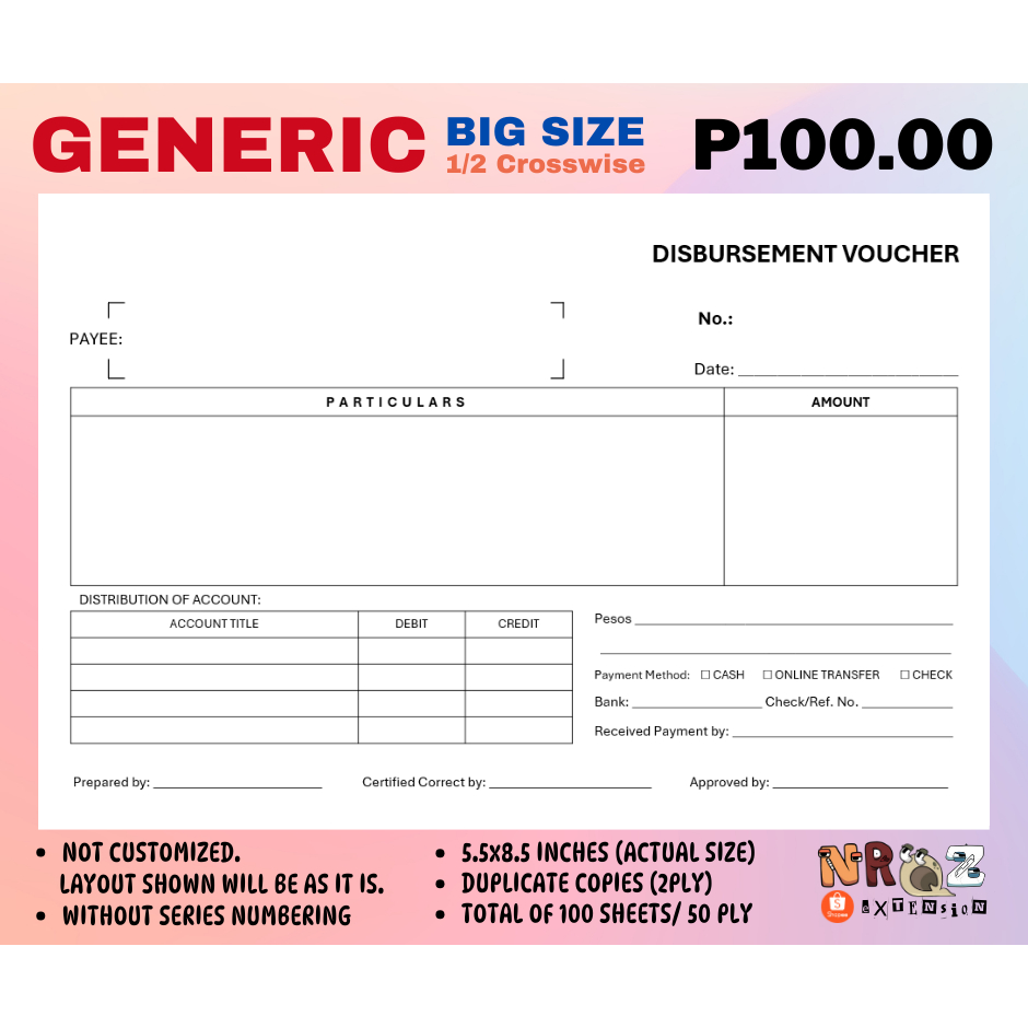 DISBURSEMENT VOUCHER Carbonized -- Generic only | Shopee Philippines