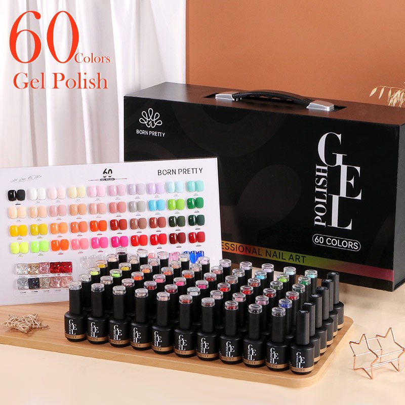 BORN PRETTY Gel Nail Polish Set 60 Colors With 6Pcs Functional Gel 15ml Base Gel Top Coat ...