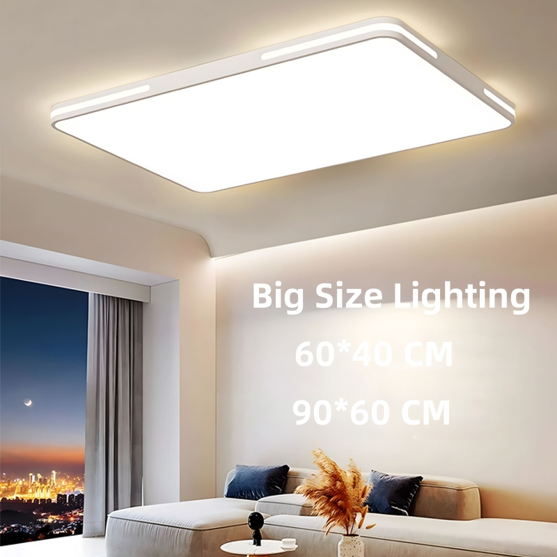 Rectangle Tri Color Ceiling Light With Remote Control Wood Frame ...
