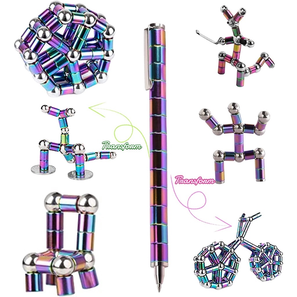 Toy Pen Decompression Magnetic Metal Pen Multifunctional Deformable ...