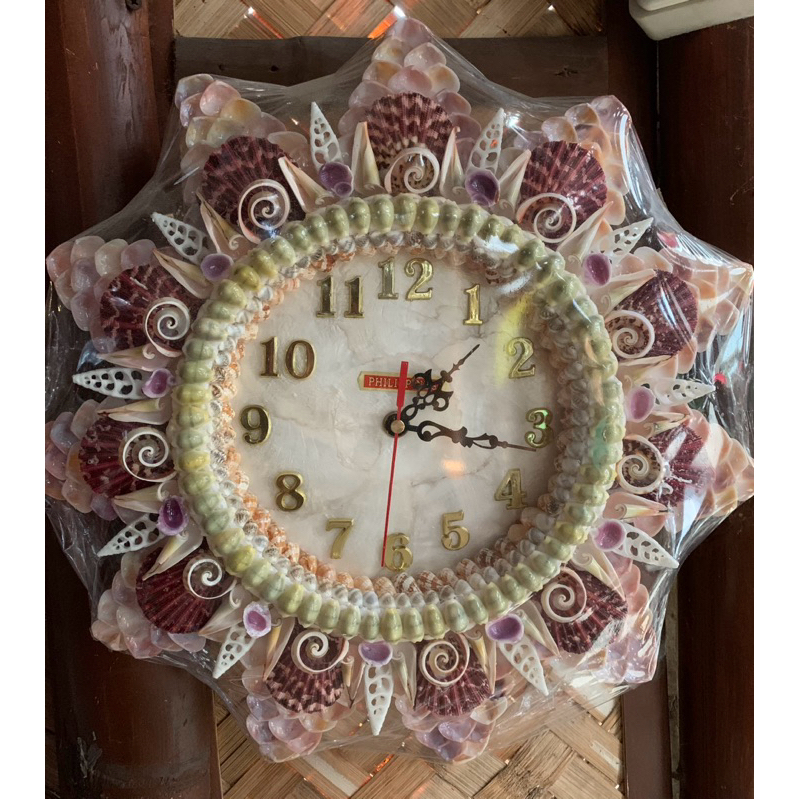 Seashell wall clock shellcraft Philippine souvenir | Shopee Philippines