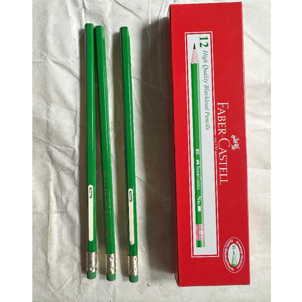 Original Faber Castell Green Pencil with eraser No.2 12pcs/box | Shopee ...