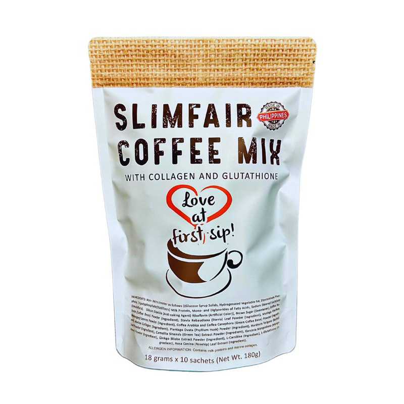 OLD PACKAGING! SLIMFAIR SLIMMING COFFEE WITH GLUTATHIONE AND COLLAGEN ...