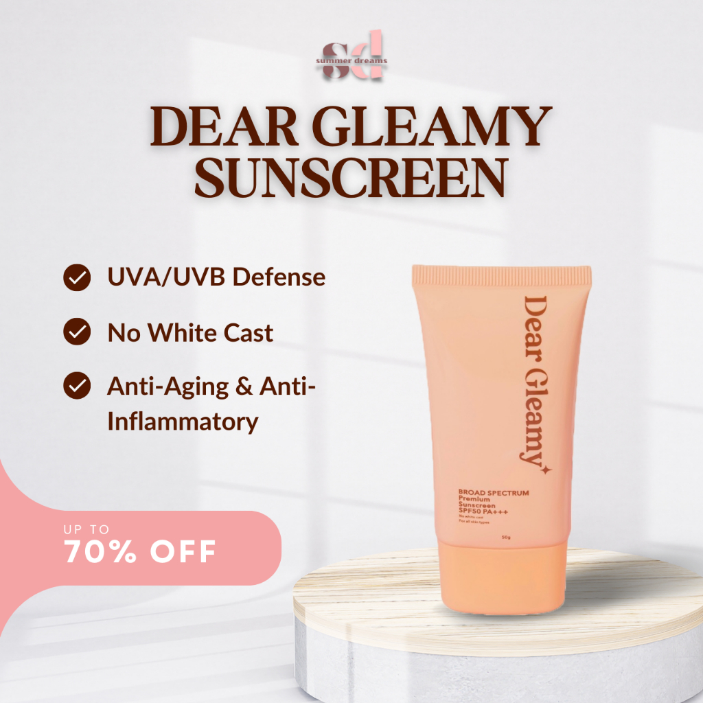 DEAR GLEAMY Premium Sunscreen SPF50 PA+++ Lightweight Anti Aging Sun ...