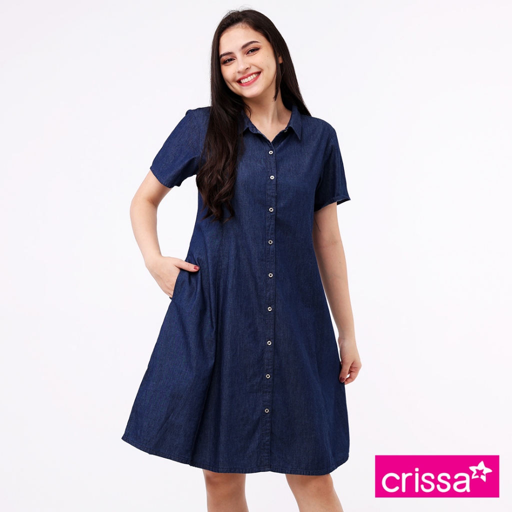 Crissa Short Sleeves Collared Dress CLDT22-0034 | Shopee Philippines