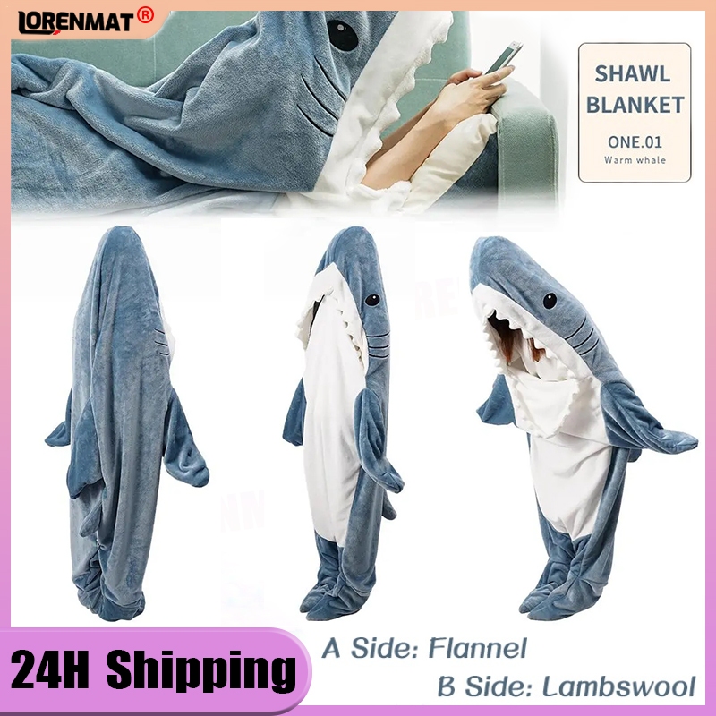 Shark Blanket Hoodie Hooded Shark Sleeping Bag Cosplay Costume For ...