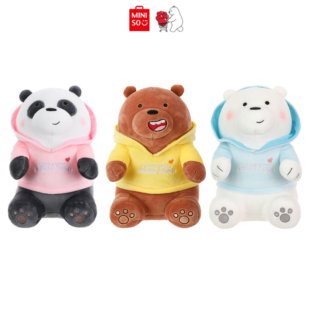 Miniso x We Bare Bears Plush Toys Grizzly, Panda and Ice Bear | Shopee ...