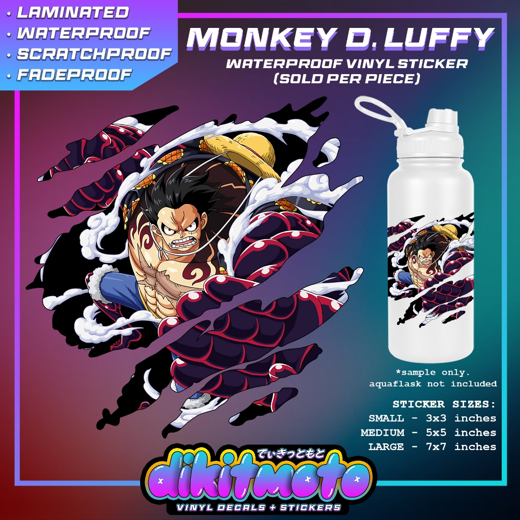 [dikitmoto] Monkey D Luffy #9 Scratch Sticker Waterproof Vinyl Sticker ...