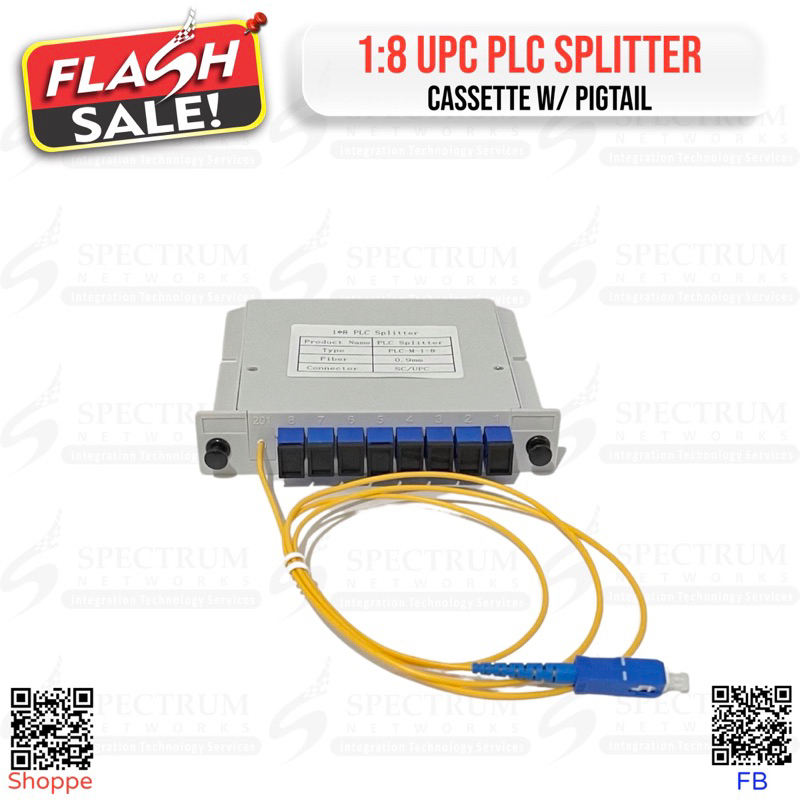 1:8 UPC PLC SPLITTER CASSETE TYPE W/ PIGTAIL SC INSERTION / SC UPC ...