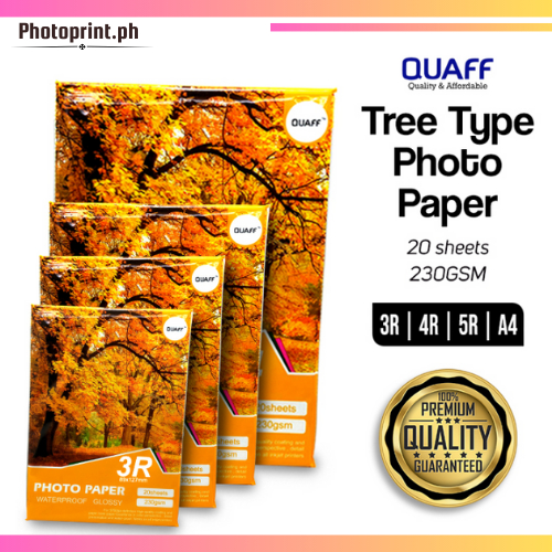 QUAFF Tree Type Glossy Photo Paper 230Gsm 3R / 4R / 5R / A4 Size - 20 ...