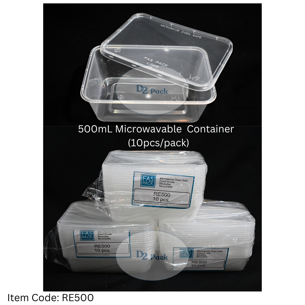 FAS PACK RE500 500ml Microwavable Container (10 PIECES PER PACK ...