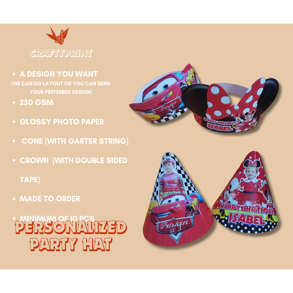 Personalized Party Hat (10pcs) | Shopee Philippines
