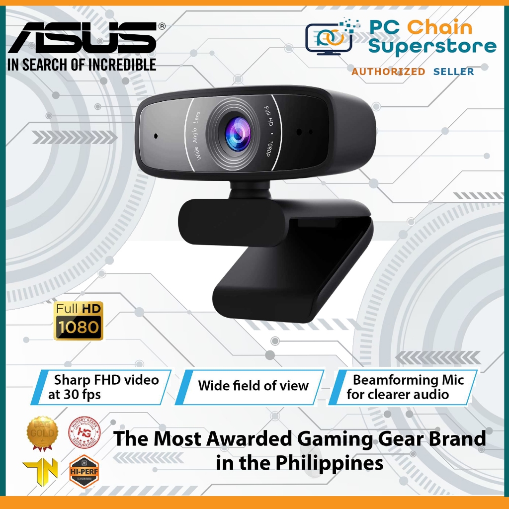 ASUS Webcam C3 USB camera with 1080p 30 fps recording, beamforming ...