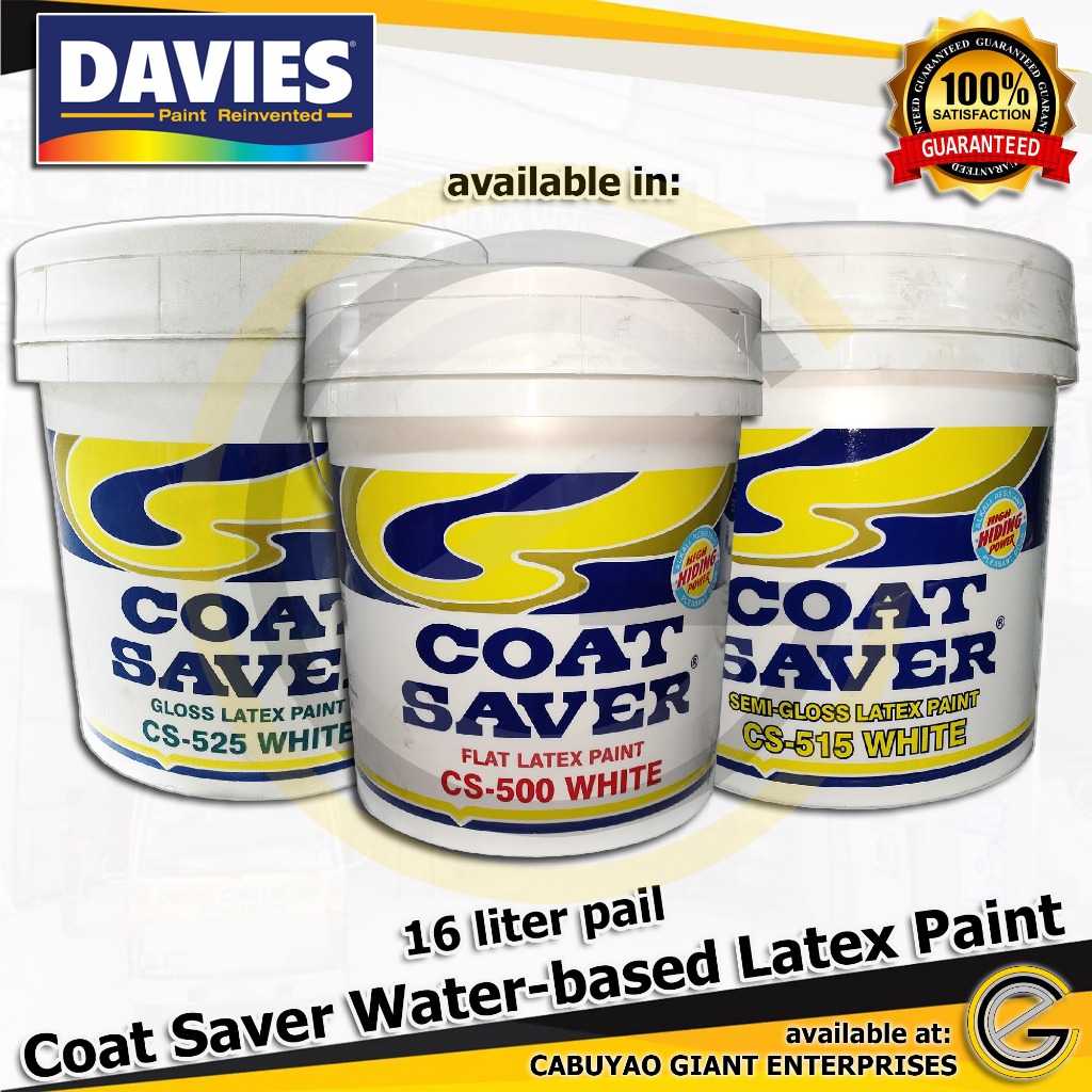 Coat Saver Water-based Latex Paint White 16 liters pail with High ...
