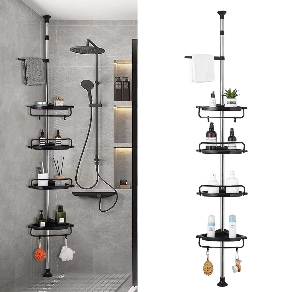 (4LAYERCORNER004) - Bathroom Corner 4-Pieces Triangular Storage Shelf ...