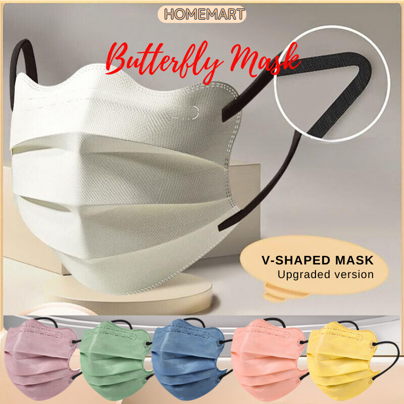 Butterfly Face Mask 4 PLY Disposable V-Shaped Mask Disposable ...