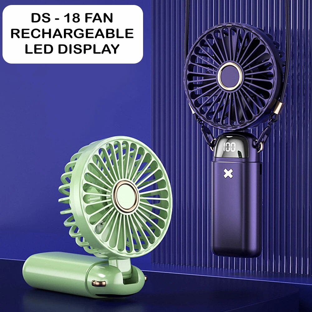 5 Speed Wind Mini Rechargeable DS-18 Portable Handy-Fan with Digital ...