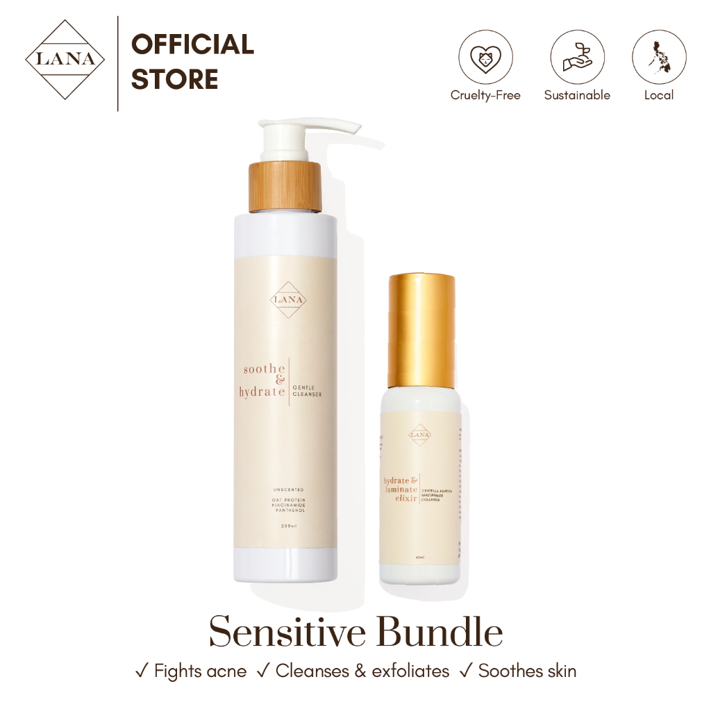Lana PH Sensitive Skin Bundle - Facial Elixir Serum and Gentle Cleanser Skincare Set | Shopee ...