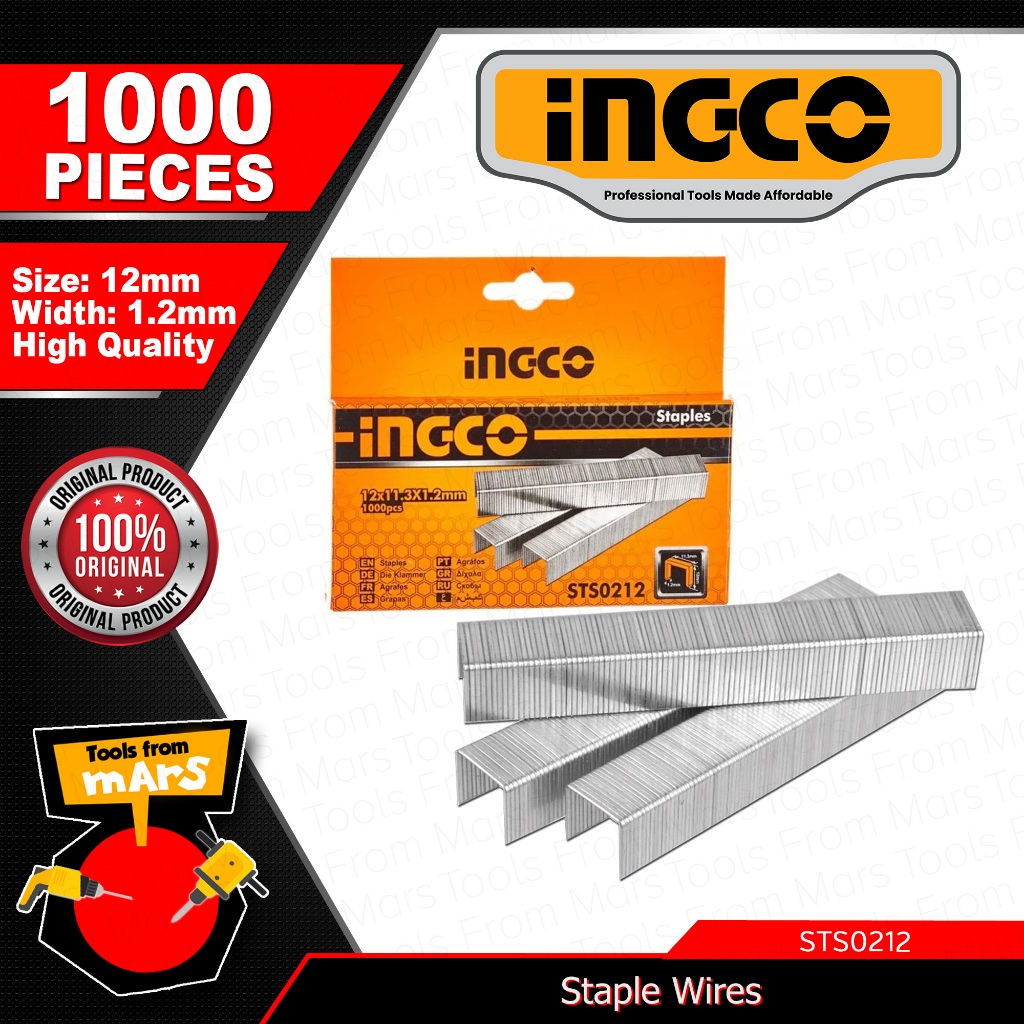 INGCO 1000pcs Staple Wires 8mm-12mm Set for INGCO Staple Gun Tacker ...