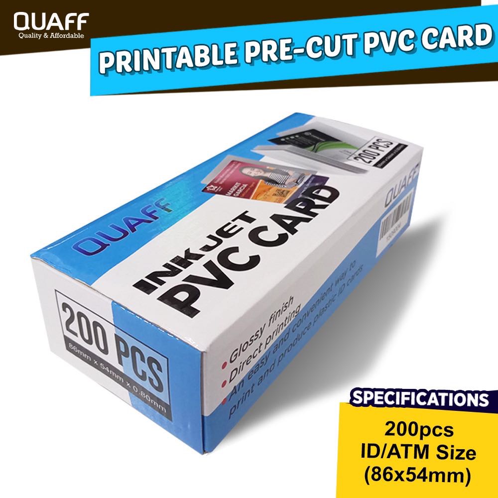QUAFF Printable PVC Pre-Cut Cards for Direct Printing Using Dye Ink ...