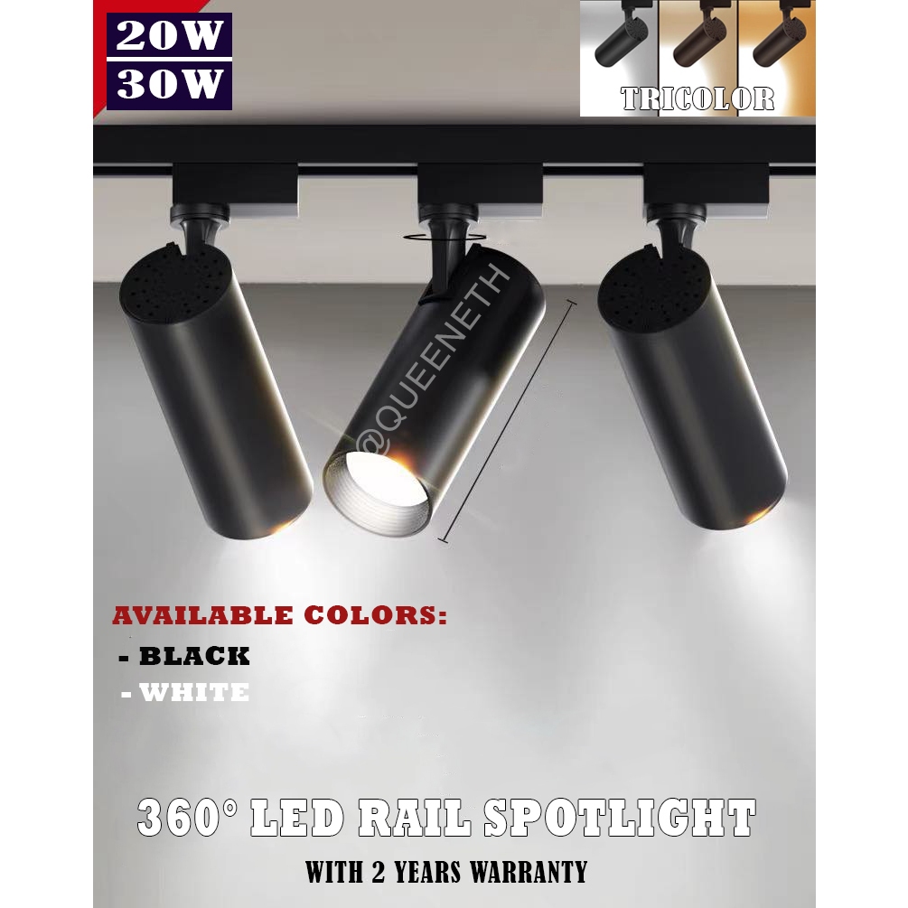 LED COB Spotlight Rail Track set Light 20w/30w Tri-color Super Bright ...