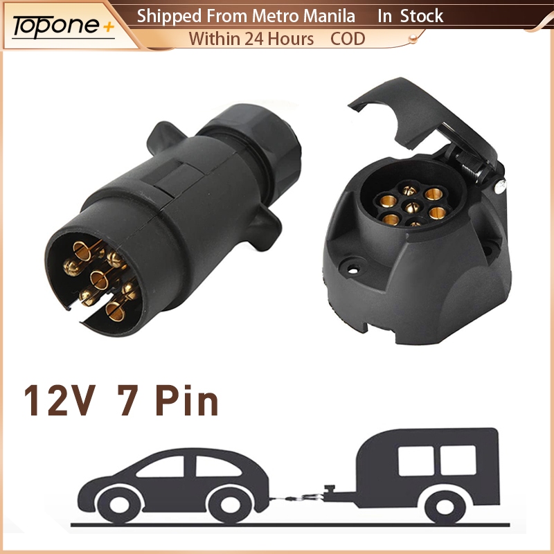 12V 7 Pin European Trailer Socket Plug Tow Bar Connector Adapter For ...