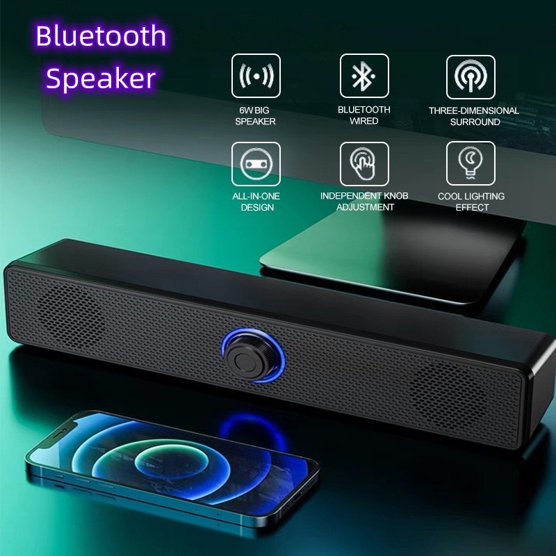 Wireless Bluetooth Speaker Soundbar Computer Desktop Speaker Wired USB ...