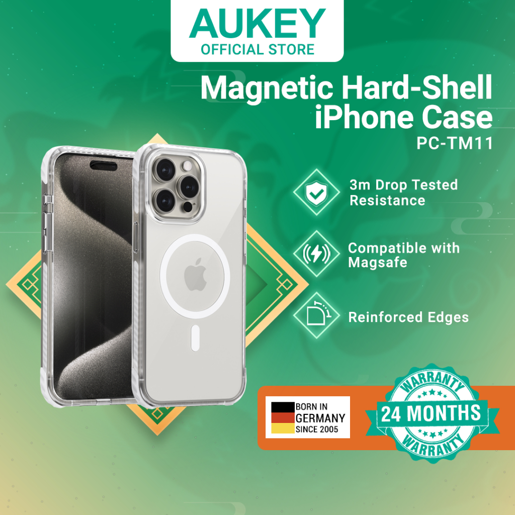 AUKEY PC-TM11 Magnetic Hard-Shell Phone Case for iPhone 15/15 Plus/15 ...