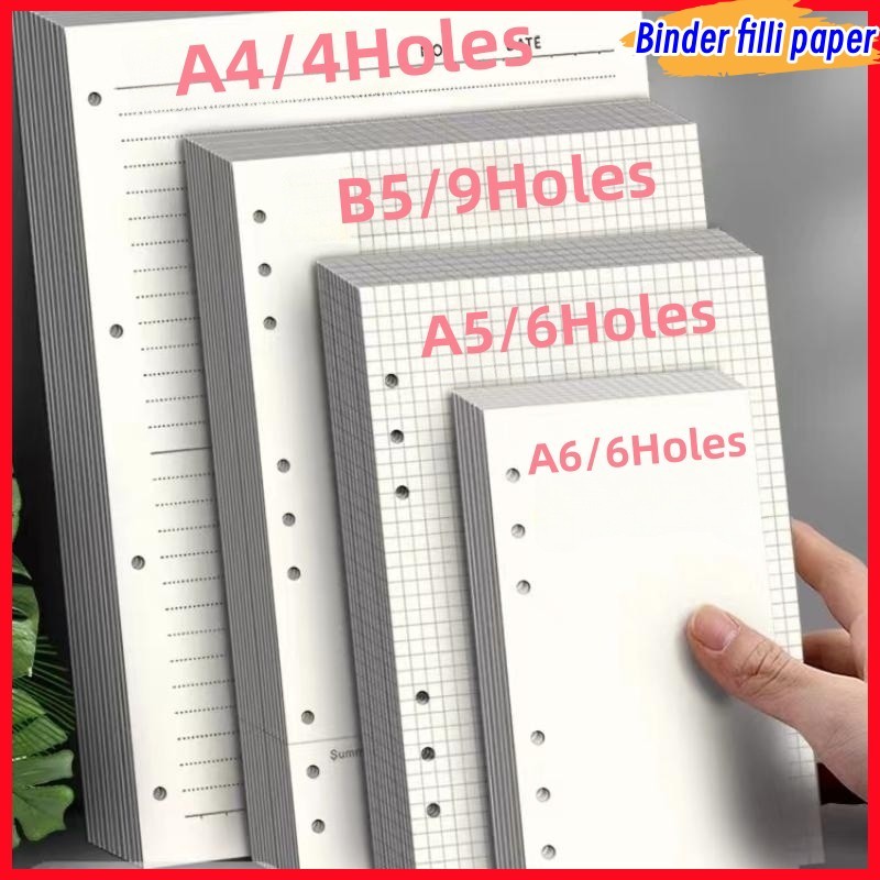 4/6/9 holes Refill pages loose leaf for binder A6 A5 B5 A4 Ring Binder Refill (45 leaves ...