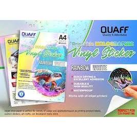 QUAFF Printable HOLOGRAPHIC Vinyl Sticker (RAINBOW-WHITE) A4 SOLD PER ...