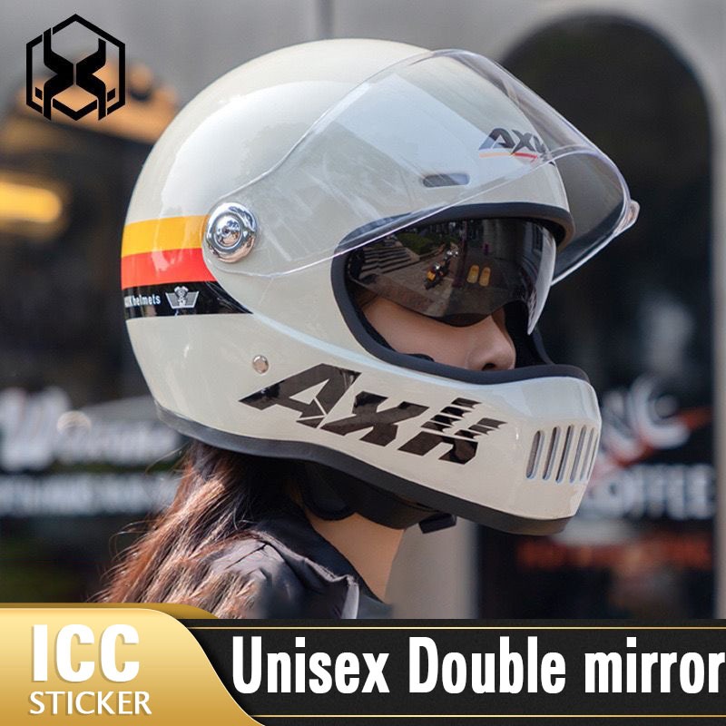 Motorcycle full-face helmet unisex dual-mirror helmet dust-proof anti ...