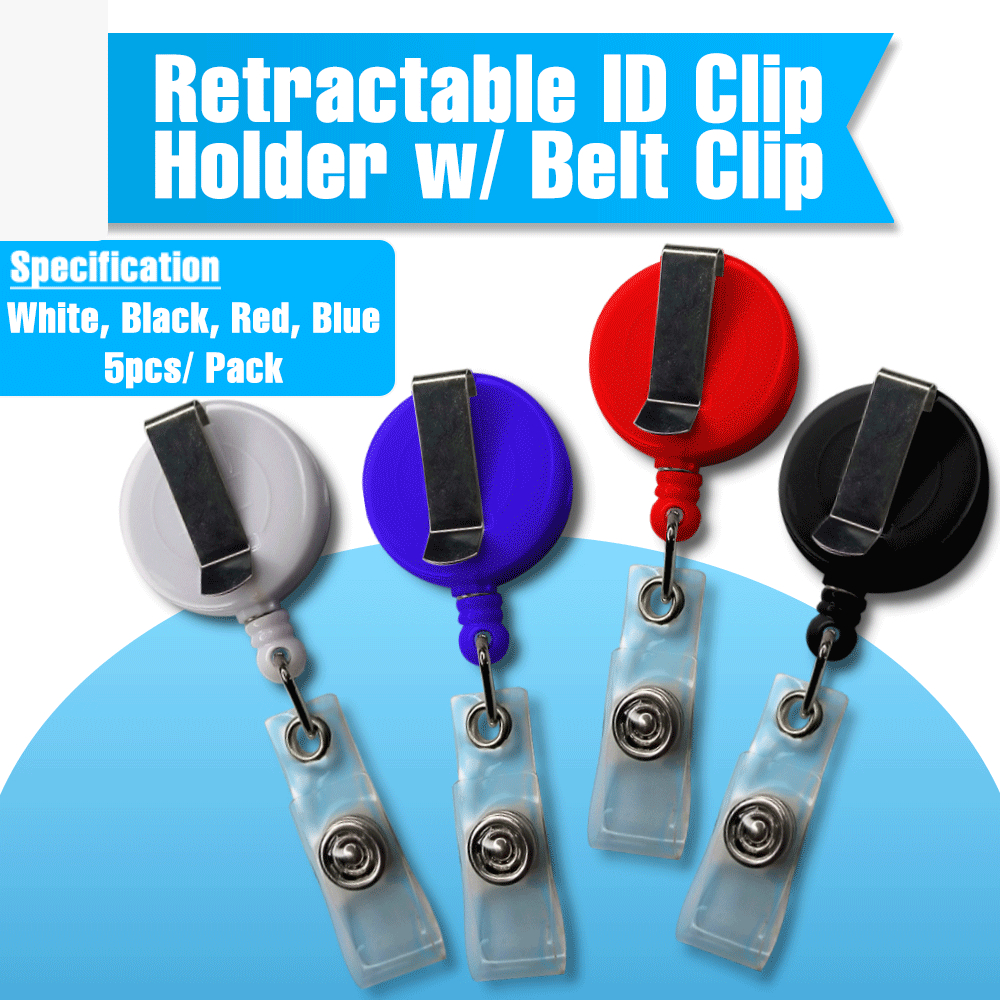 5pcs Retractable ID Clip Holder with Belt Clip ID Holder Lanyard Key ...