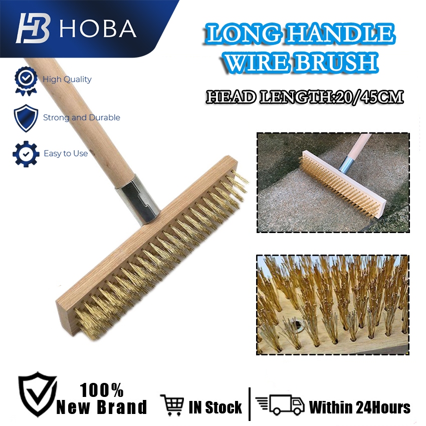 Hoba Stainless Steel Wire Floor Scrub Brush with Handle,Stiff Bristle ...