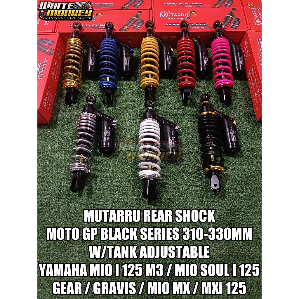 MUTARRU REAR SHOCK MOTO GP BLACK SERIES 310-330MM W/TANK ADJUSTABLE ...