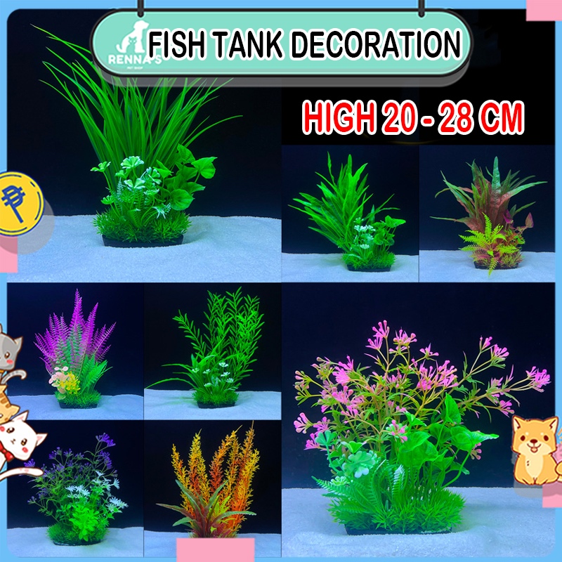 Renna's Aquarium Plants Water Faux Green Grass Ornament Plant Green ...