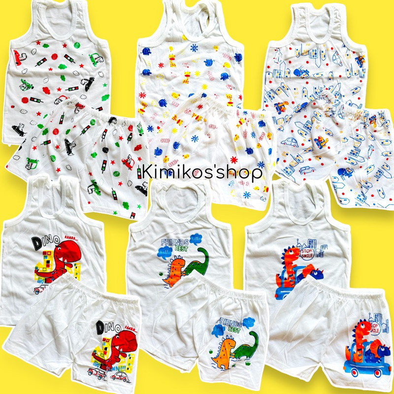 SET KIDS TERNO SANDO COTTON LOGO PRINTED (0-2YRS OLD) WHITE BOY SET ...