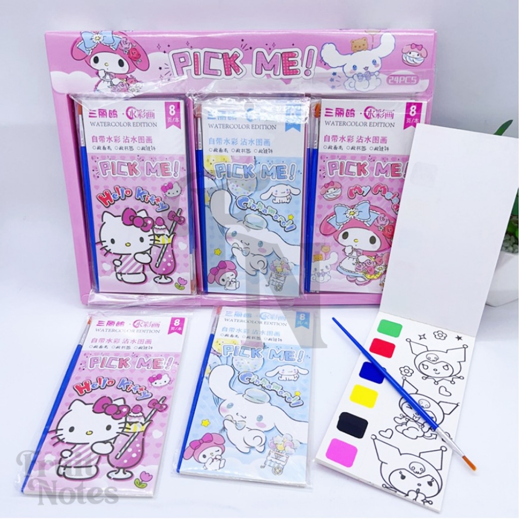 VG155 8 sheets / 12 sheets Sanrio Theme Watercolor Painting | Shopee ...
