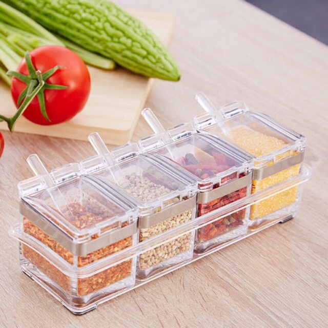YCJ FASHION 4in1/6in1 Kitchen Acrylic Seasoning Box Seasoning Pot Set ...