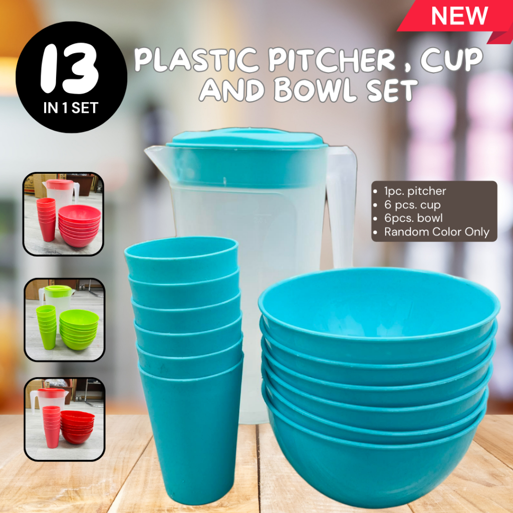 13 in 1 Promo Set Plastic Pitcher, Cup, and Food Bowl Set Baso Pitsel ...